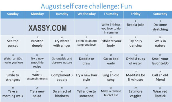 August self-care challenge - Xassy