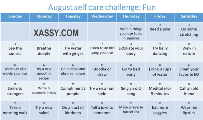August self-care challenge - Xassy
